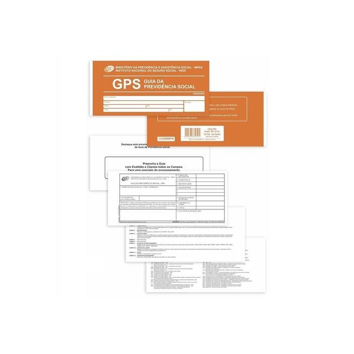 Carnê Gps INSS Guia Da Previdência Social 205 x94 mm Ref.4050 ...